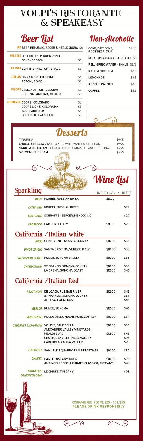 Menu | Volpi's